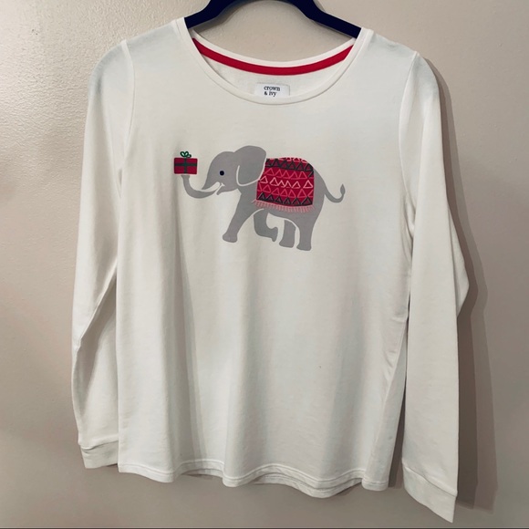 crown & ivy | Shirts & Tops | Nwt Crown Ivy Girls Elephant Sweeper Tee ...